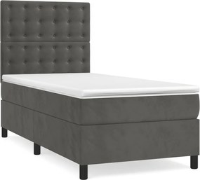 Box spring postel s matrací tmavě šedá 90x190 cm samet 3143236