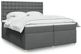 Box spring postel s matrací tmavě šedá 200x200 cm textil 3293702