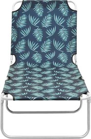 Skládací zahradní lehátko ocel a textil potisk se vzorem listů 310331