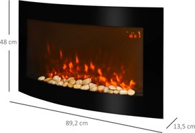 HOMCOM Elektrokamin s topením, nástěnný krb s LED efektem plamene, 10 barev plamene, 900/1800 W, elektrický krb s časovačem, nastavitelný termostat, …