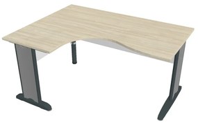 Stůl ergo vlna pravý 160×120/80 cm - Hobis Cross CE 2005 P Dekor stolové desky: akát, Dekor lamino podnože: bílá, Barva nohou: černá