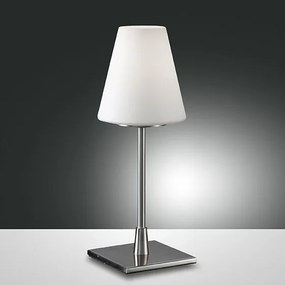 Fabas luce Fabas Lucy Big, dotyková stolní lampa nikl/bílé sklo, 1x60W E14, výška 35cm