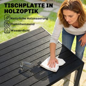 Outsunny zahradní stůl hliníkový stůl 120x70 cm pro zahradní terasu dřevo-plast polywood černý odolný proti povětrnostním vlivům a moderní | Aosom.de