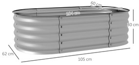 Outsunny vyvýšený záhon kovový 105x62x30cm květináč zeleninový záhon DIY květinový truhlík s otevřeným dnem bylinkový záhon pro zahradu balkon stříbr…