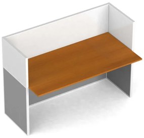 Rovný kancelářský pracovní stůl PRIMO s paravany, magnetická tabule, 1 místo, třešeň