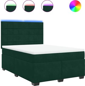 Box spring postel s matrací tmavě zelená 160x200 cm samet 3293257