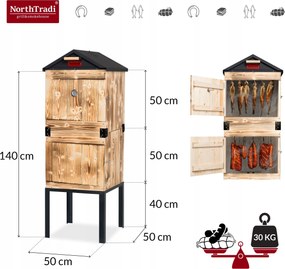 TRENDIE Udírna XXL dřevěná s kovovou střechou