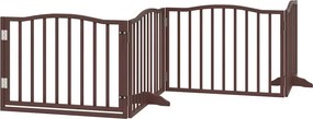Zábrana pro psy s dvířky skládací 12 panelů hnědá 960 cm topol 3155636
