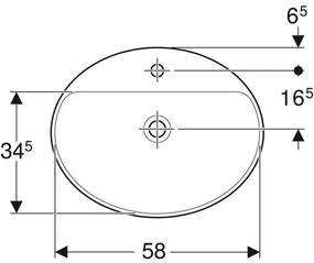 Geberit VariForm Zápustné umyvadlo 60 x 45 cm bez přepadu, bílá 500.726.01.2