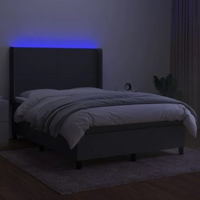 Box spring postel s matrací a LED tmavě šedá 140x190 cm textil 3138150