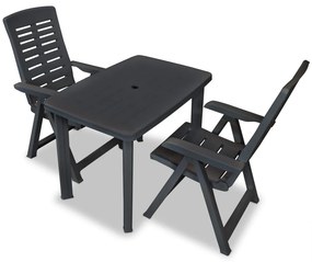 3dílný bistro set plastový antracitový 275083