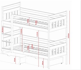 Legno Dětská patrová postel Adam grafit Rozměr (cm): 80x180