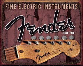 Plechová cedule Fender Velikost: A4 (30 x 20 cm)