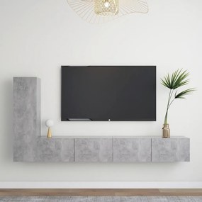 3dílný set TV skříněk betonově šedý kompozitní dřevo 3079095