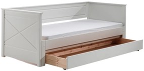 OnaDnes -20% Bílá borovicová rozkládací postel Vipack Pino 90/180 x 200 cm se zásuvkou
