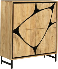 XXXLutz KOMODA, akácie, černá, barvy akácie, 100/115/40 cm Ambia Home - Komody na nožičkách - 001630029201