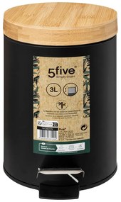 Odpadkový koš s bambusovým víkem NATUREO 3L, černý
