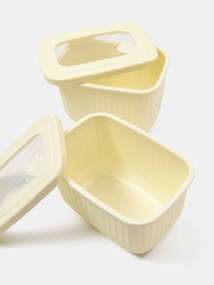 Sinsay - Žebrované nádoby na potraviny s průhlednými víčky 2 pack - krémová