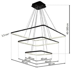 Závěsné LED svítidlo Nix, 3x LED 117w, 3000k, b