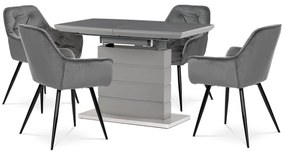 AUTRONIC Jídelní stůl 120+40x70 cm, keramická deska šedý mramor, MDF, šedý matný lak