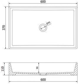 Mexen Goya, umyvadlo na desku 60 x 37 cm, černá matná, 22186085