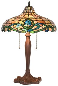 Hnědá stolní lampa Tiffany Vaganto - Ø 41*60 cm E27/max 2*60W