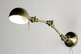Nástěnné industriální svítidlo s kabelem a vypínačem Retro Power Gold