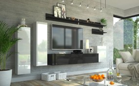 Obývací stěna LEMON – bílý lesk / černý lesk v moderním designu