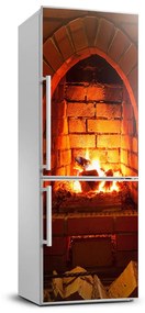 Wallmuralia Nálepka tapeta na ledničku Oheň v krbu 60x180 cm