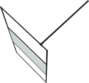 Sprchová zástěna walk-in černá 100x195 cm napůl mléčné ESG sklo 152107