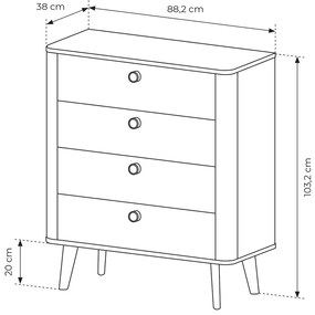 VIKI d | komoda 88 4S | 88,2 cm | dub barista
