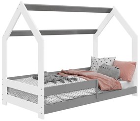ImportWorld Dětská postel Domek 80x160 cm D5 + rošt a matrace ZDARMA - bílá / šedá