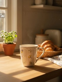 Sinsay - Keramický hrnek s květinovým motivem - bílá