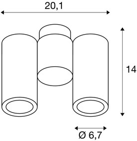 SLV 151830 Enola_B, černé spotové stropní svítidlo s nastavitelnými reflektory, 2x50W GU10, výška 14cm