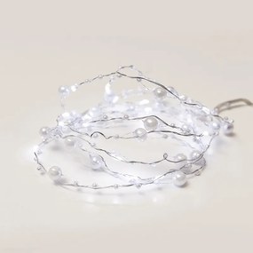 ACA Lighting LED dekorační girlanda - perly 20 LED, studená bílá barva, 2x baterie AA, 200 cm, IP20