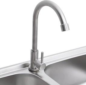 Kempingový dřez dvojitý s baterií nerezová ocel 151212