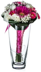 Dekorant svatby Svatební kónická váza se jmény zdobená Swarovski kamínky Romance 25 cm