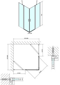 Polysan ZOOM BLACK čtvercová sprchová zástěna 900x900 mm, čiré sklo, ZL5415B