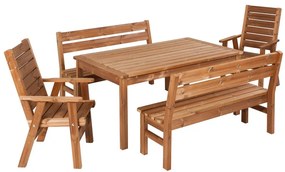 PROWOOD Dřevěný zahradní Nábytek SET L3 - stůl + 2 x křeslo + 2 x lavice