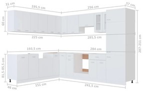 vidaXL Marketos 14dílná sada kuchyňských skříněk "Lyon" bílá, dřevěné