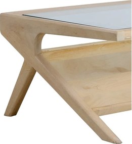 Konferenční stolek se skleněnou deskou ve světle přírodní barvě 70x112 cm Yuki – Light &amp; Living