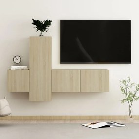3dílný set TV skříněk dub sonoma kompozitní dřevo 3078969