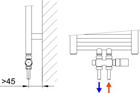 ISAN Termostatický ventil přímý – středový Barva: Bílá, Šroubení: Al/PE-X, Al/PERT (∅ 16x2mm)