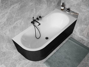 Besco Avita A-line asymetrická vana volně stojící 170 x 75 cm pravá sifon bílá barva černá VANAVITAL17PWBW