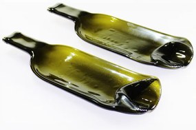 BDK-GLASS Servírovací tác z lehané skleněné láhve - olivová