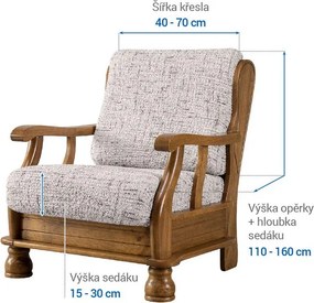 Bielastické potahy VITTORIA smetanová křeslo s dřevěnými rukojeťmi (š. 40 - 70 cm)