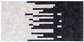 Černobílý kožený koberec 80x150 cm BOLU Beliani