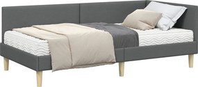 Rohový rám postele s matrací Jiný s čelo 2 ks Šedá textil 3393726