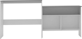 Barový stůl se 2 stolními deskami bílý a šedý 130 x 40 x 120 cm 280221