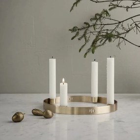 Ferm Living Mosazný adventní svícen Circle Brass, zlatá barva, kov